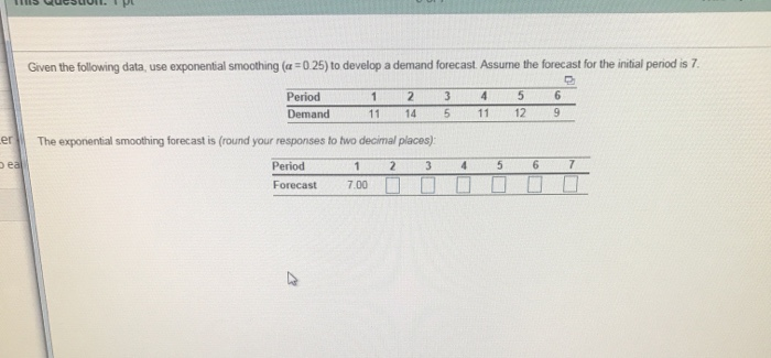 Solved Given the following data, use exponential smoothing | Chegg.com