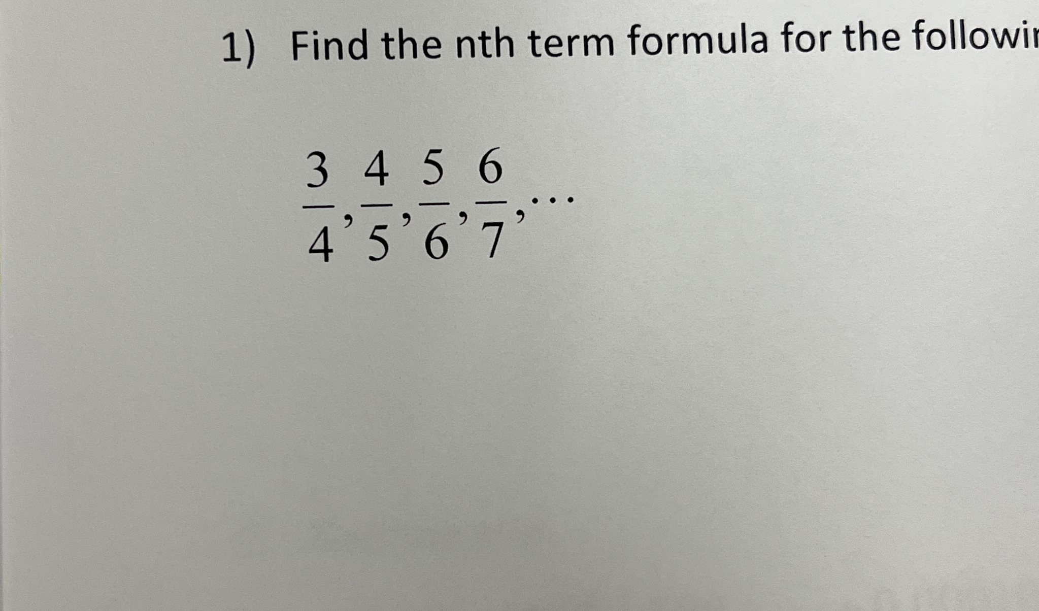 Solved Find the nth term formula for the | Chegg.com