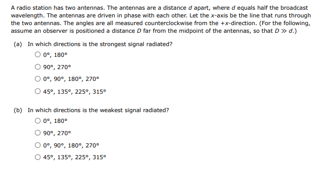 Solved A radio station has two antennas. The antennas are a | Chegg.com