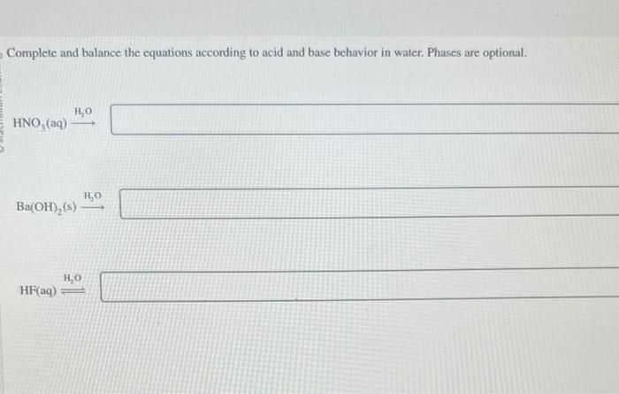[Solved]: Complete and balance the equations according to a