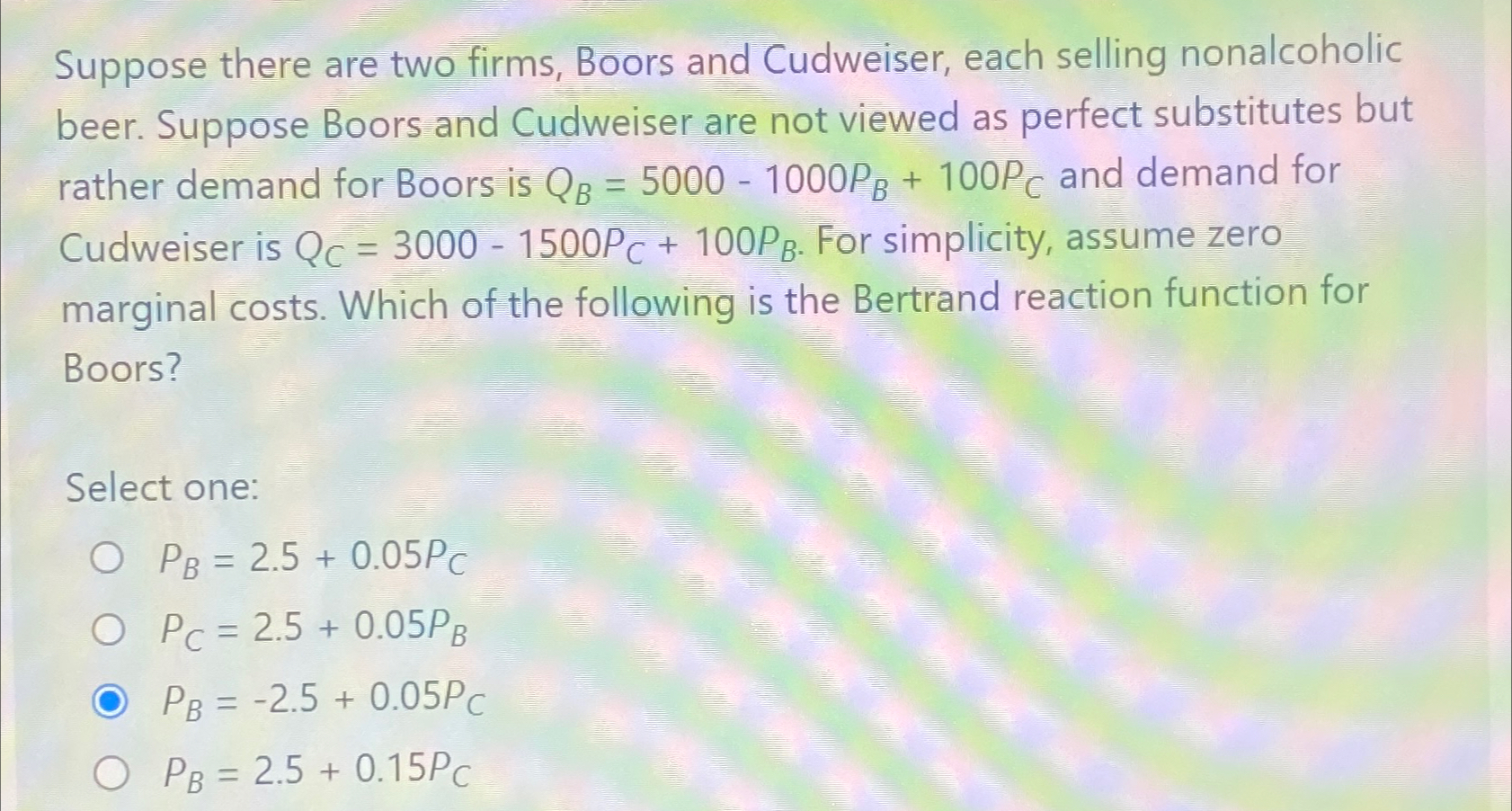 Solved Suppose there are two firms, Boors and Cudweiser, | Chegg.com