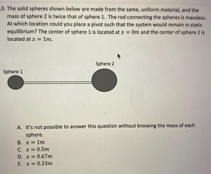Solved 3. The solid spheres shown below are made from the | Chegg.com