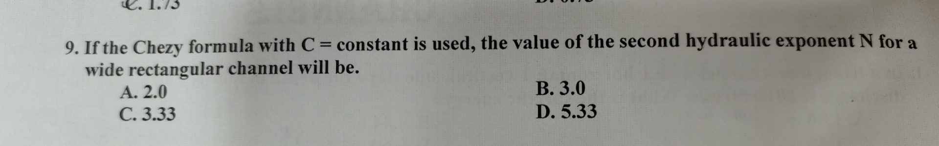 Solved If the Chezy formula with C= ﻿constant is used, the | Chegg.com