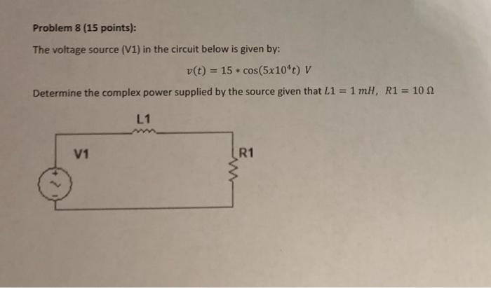 Solved The voltage source (V1) in the circuit below is given | Chegg.com