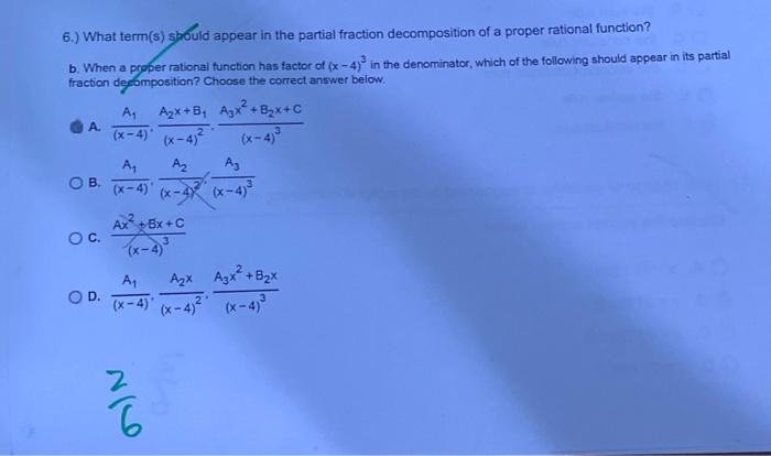 Solved 6.) What term(s) should appear in the partial | Chegg.com
