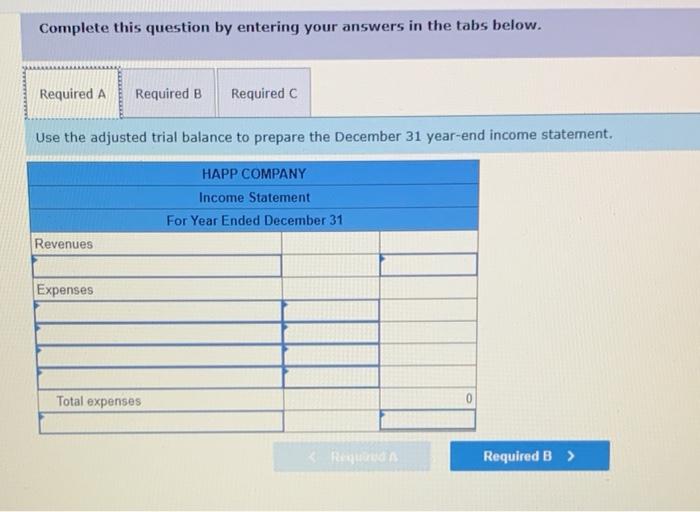 Solved Land The adjusted trial balance for Happ Company | Chegg.com