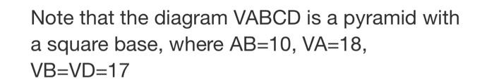 Solved Note that the diagram VABCD is a pyramid with a | Chegg.com