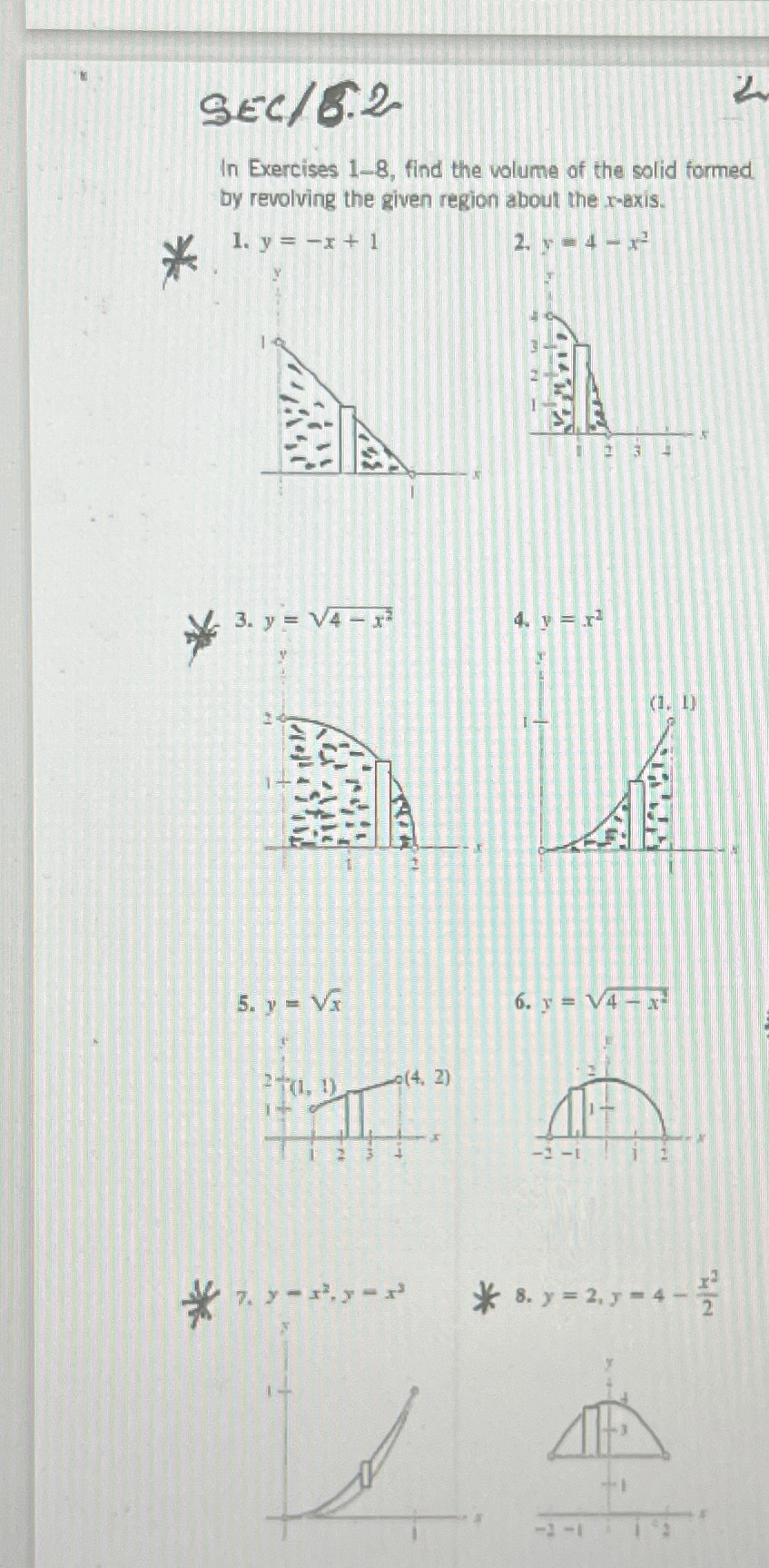 Solved sec6.2In Exercises 1-8, ﻿find the volume of the solid | Chegg.com