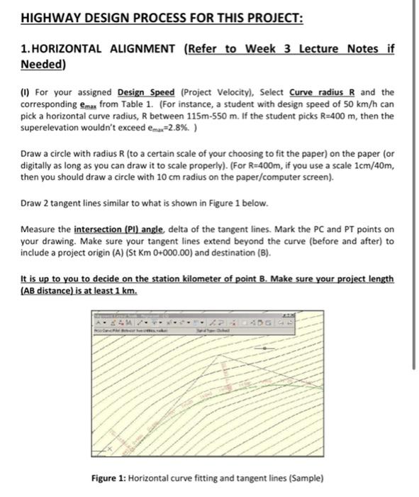 HIGHWAY DESIGN PROCESS FOR THIS PROJECT: 1. | Chegg.com