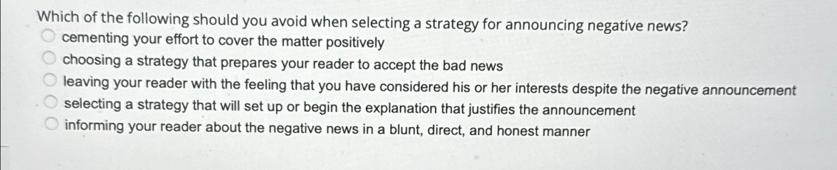 Solved Which of the following should you avoid when | Chegg.com