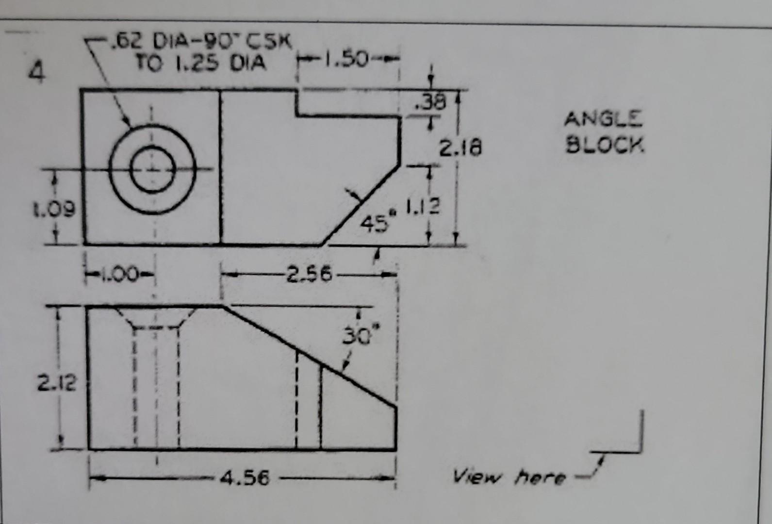 Solved Draw a SE isometric view of the angle block in CAD. t | Chegg.com