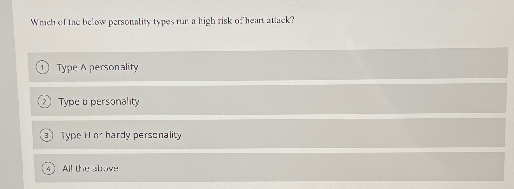 Solved Which of the below personality types run a high risk | Chegg.com