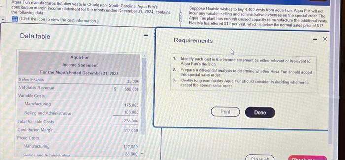 Solved Aqua Fun manufactures flotation vests in Charleston. | Chegg.com