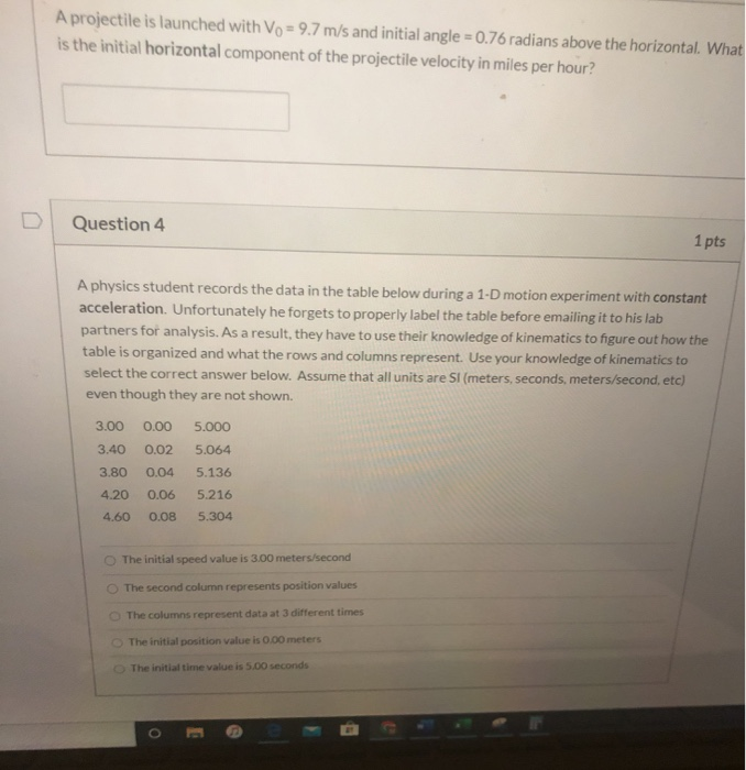 Solved A projectile is launched with Vo = 9.7 m/s and | Chegg.com