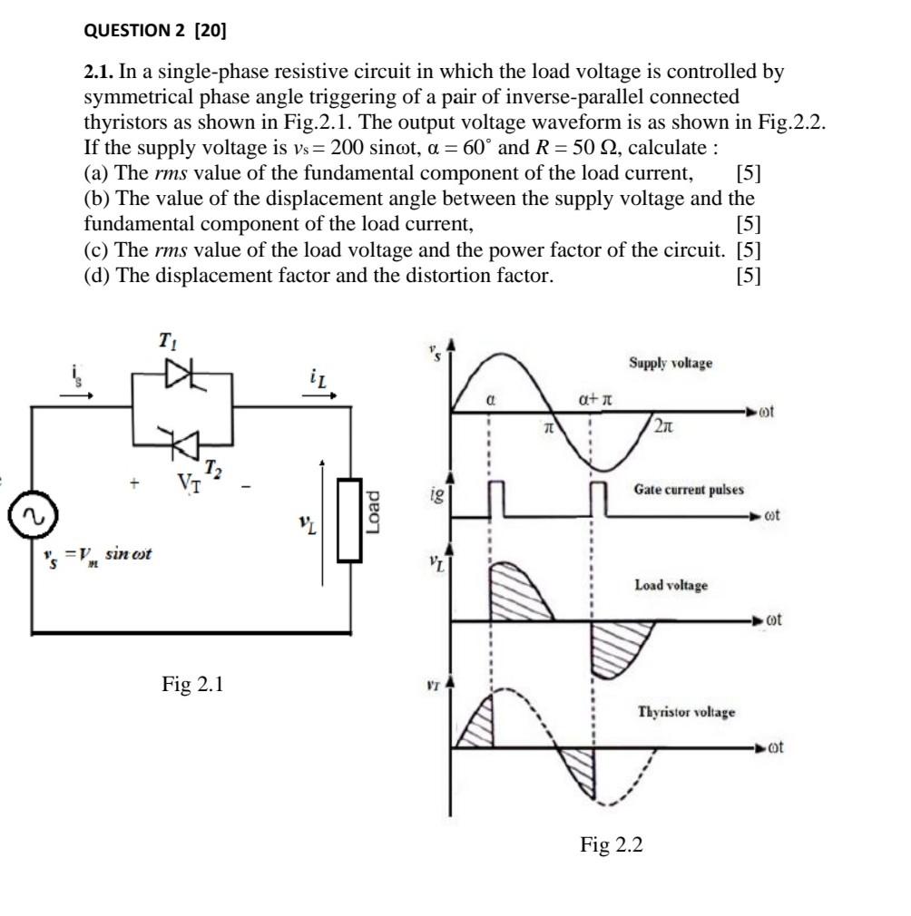 Solved QUESTION 2 [20] 2.1. In a single-phase resistive | Chegg.com