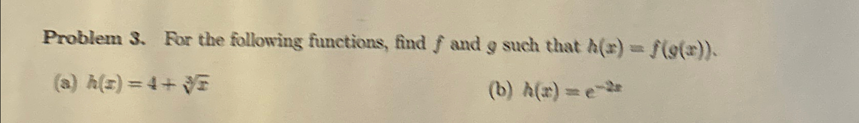 Solved Problem 3. ﻿For the following functions, find f ﻿and | Chegg.com
