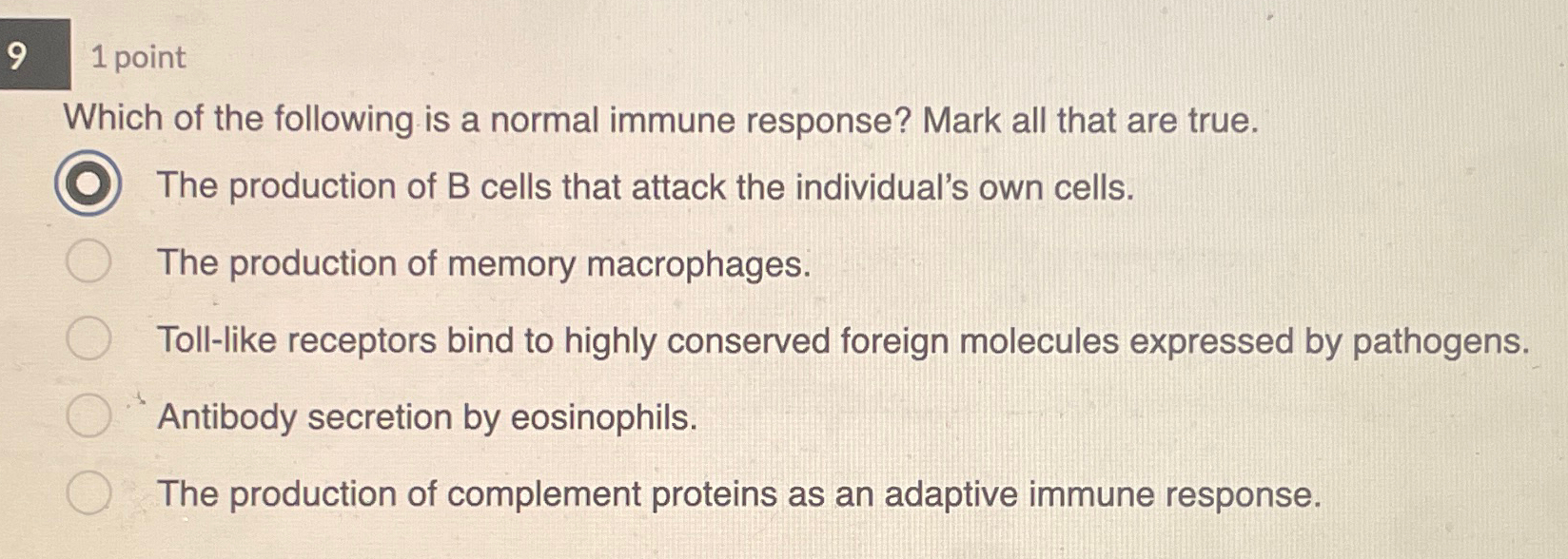 Solved 91 ﻿pointWhich of the following is a normal immune | Chegg.com