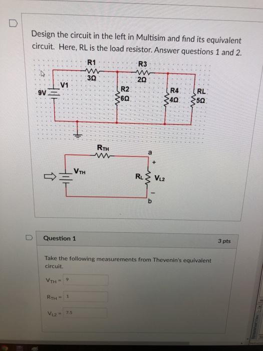 Solved Design the circuit in the left in Multisim and find | Chegg.com
