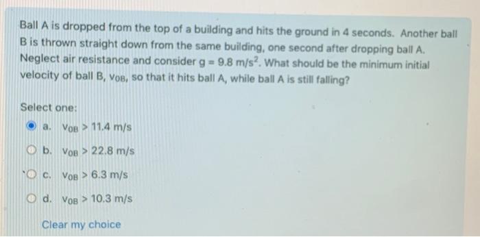 Solved Ball A is dropped from the top of a building and hits | Chegg.com