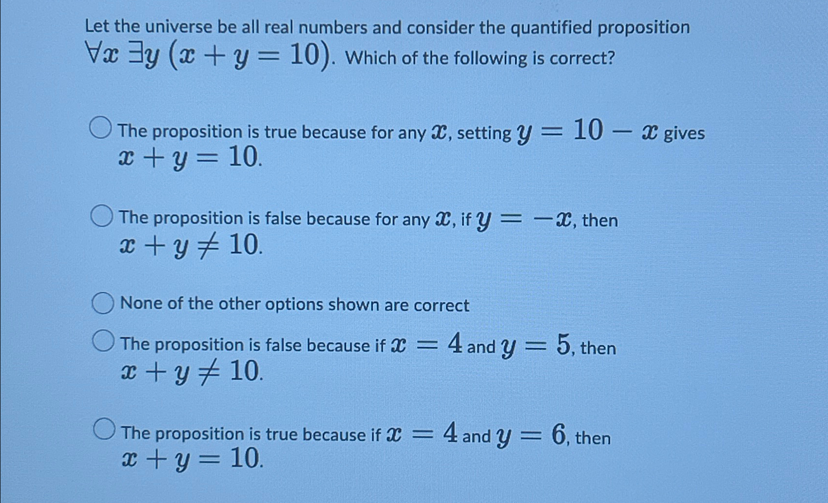 Solved Let the universe be all real numbers and consider the | Chegg.com