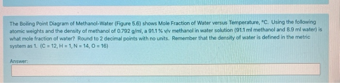 Solved The Boiling Point Diagram of Methanol-Water (Figure | Chegg.com
