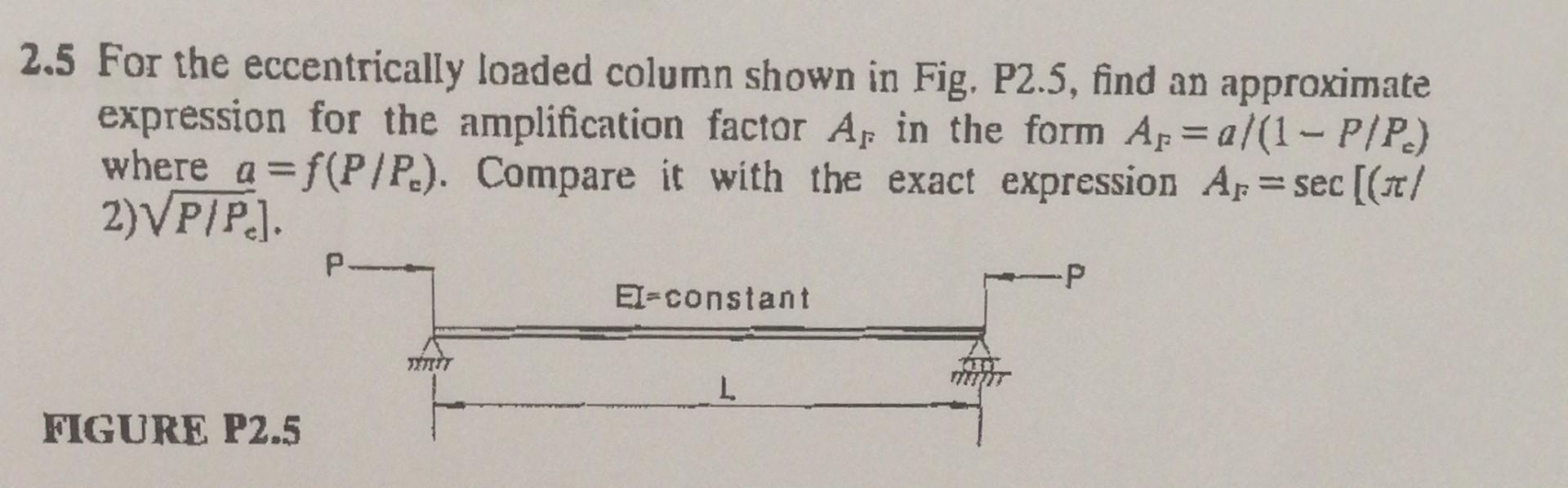 Solved 2.5 For the eccentrically loaded column shown in Fig. | Chegg.com