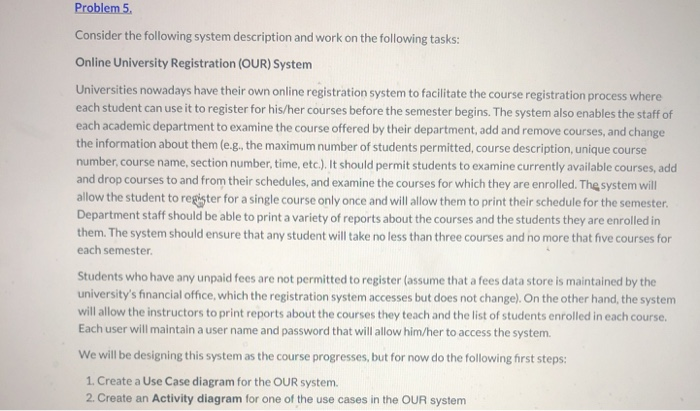 Solved Online University Registration (OUR) System (Part 2) | Chegg.com