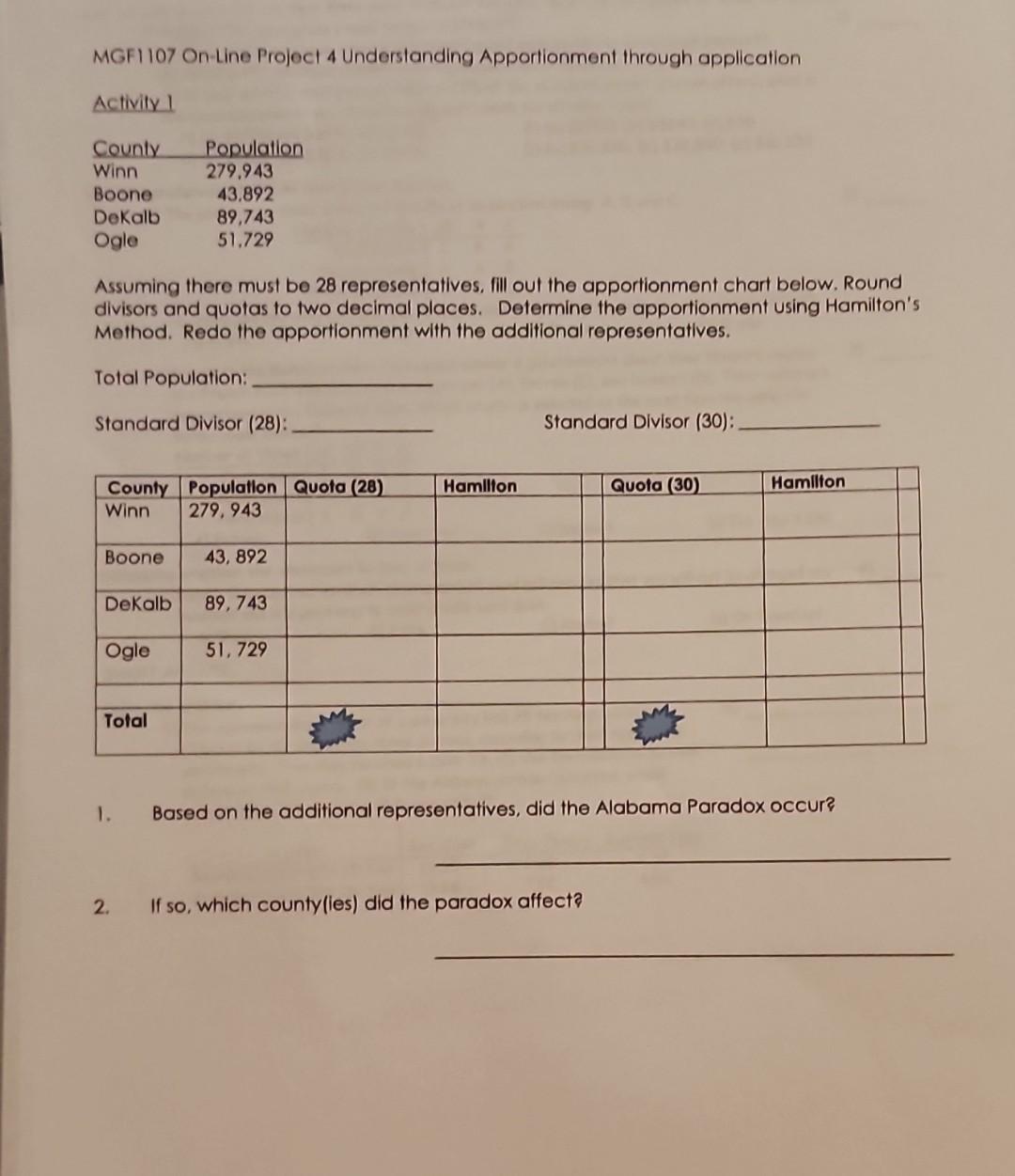 MGF 1107 On-Line Project 4 Understanding | Chegg.com