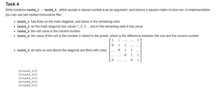 Solved Write functions task__1 - task4_5, which accept a | Chegg.com
