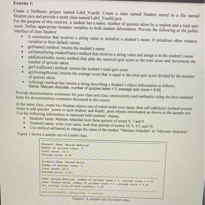 Solved Exercise 1: Create a NetBeans project named | Chegg.com