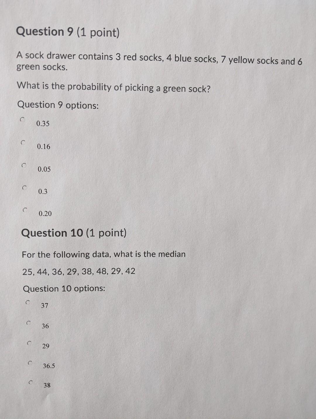 Solved Question 9 (1 point) A sock drawer contains 3 red | Chegg.com