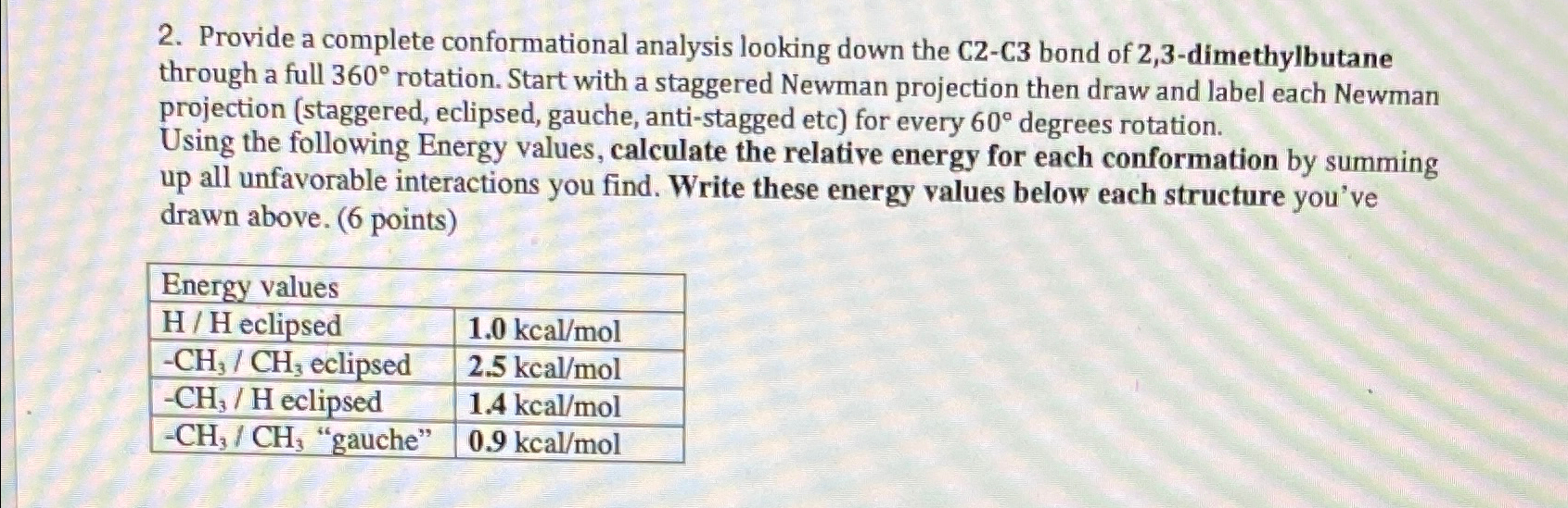 Solved Provide a complete conformational analysis looking | Chegg.com