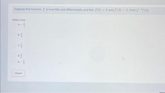 Solved Suppose that function f is invertible and | Chegg.com
