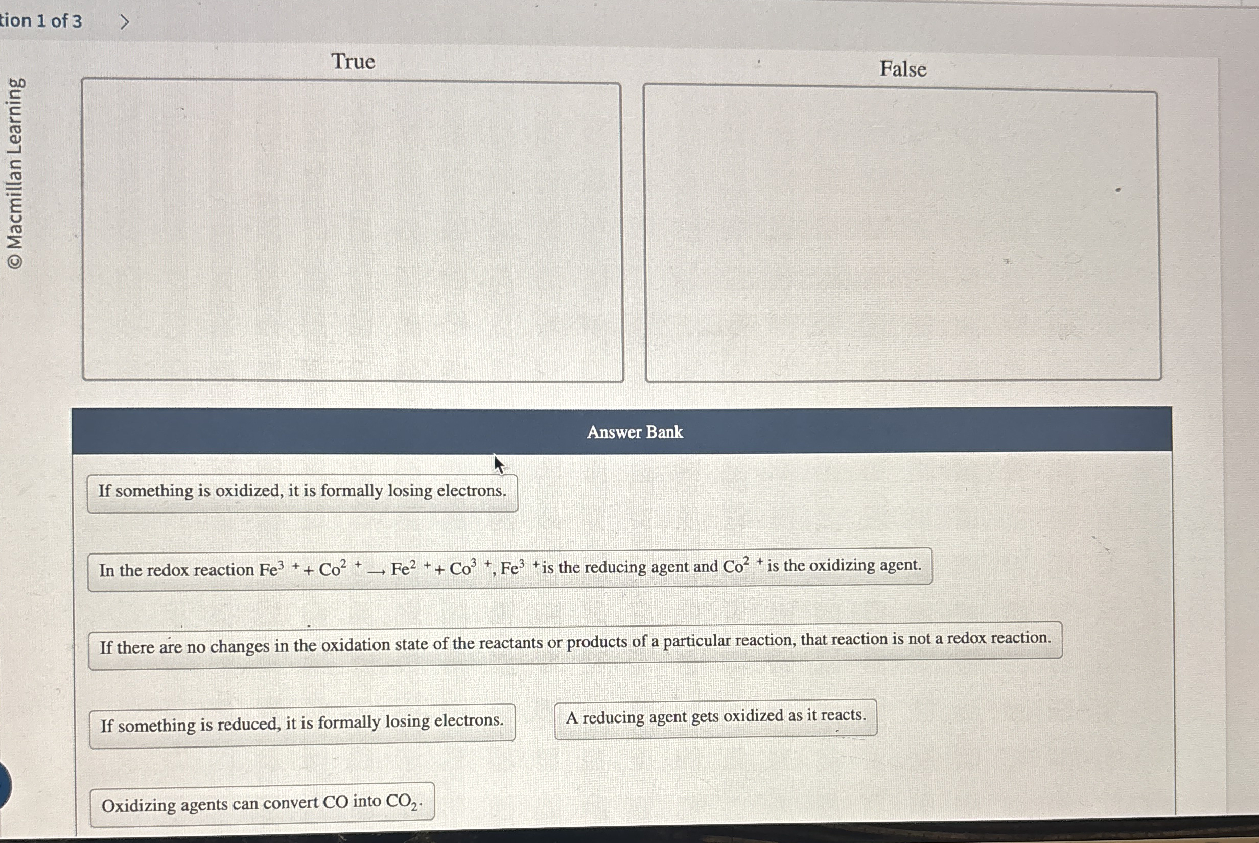 Solved tion 1 ﻿of 3Answer BankFalseAnswer BankIf something | Chegg.com