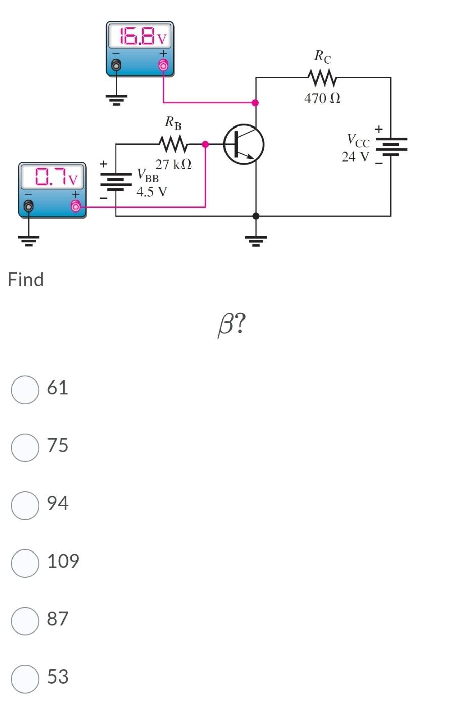 Solved HGBv +0 Rc 470 0 RB V cc 24V HE + 27 k2 Lv. VBB 4.5 V | Chegg.com