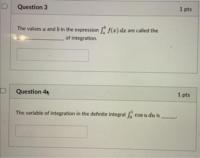 Solved The values a and b in the expression ∫abf(x)dx are | Chegg.com