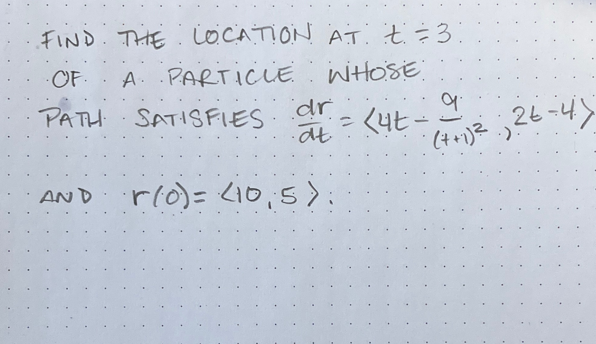Solved FIND THE LOCATION AT t=3 ﻿OF A PARTICLE WHOSE PATH | Chegg.com