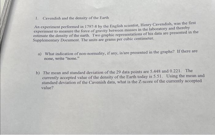Solved 1. Cavendish and the density of the Earth An | Chegg.com
