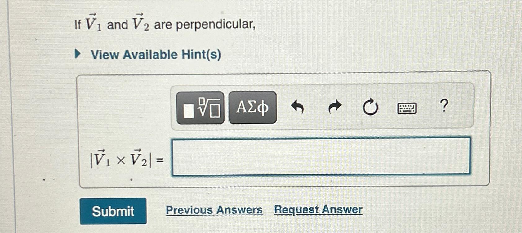 Solved If vec(V)1 ﻿and vec(V)2 ﻿are perpendicular,View | Chegg.com