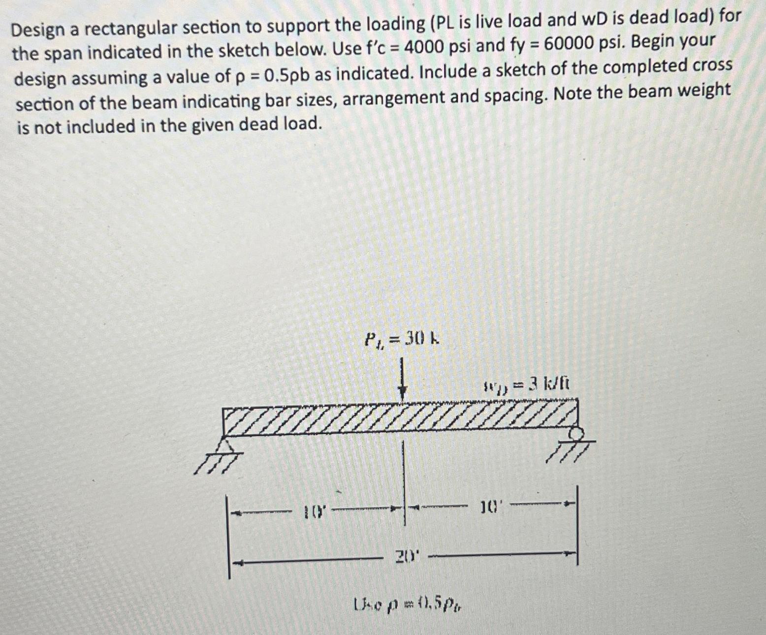 Solved Design a rectangular section to support the loading | Chegg.com