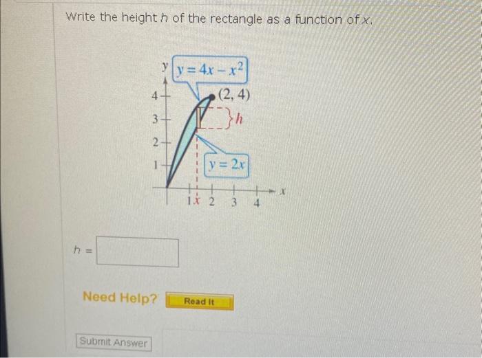 Solved Write the height h of the rectangle as a function of | Chegg.com