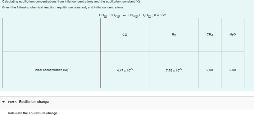 Solved Calculating equilibrium concentrations from intial | Chegg.com