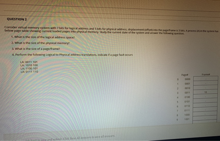 Solved Question 2 In The System Has Consider Virtual Memory 7697