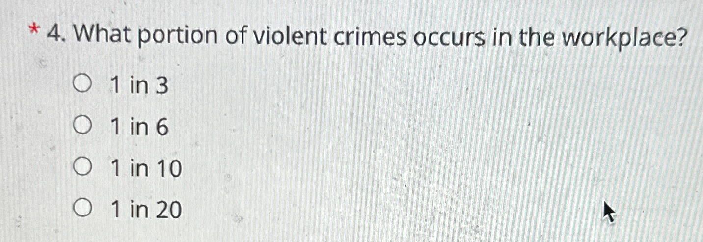 Solved What portion of violent crimes occurs in the | Chegg.com