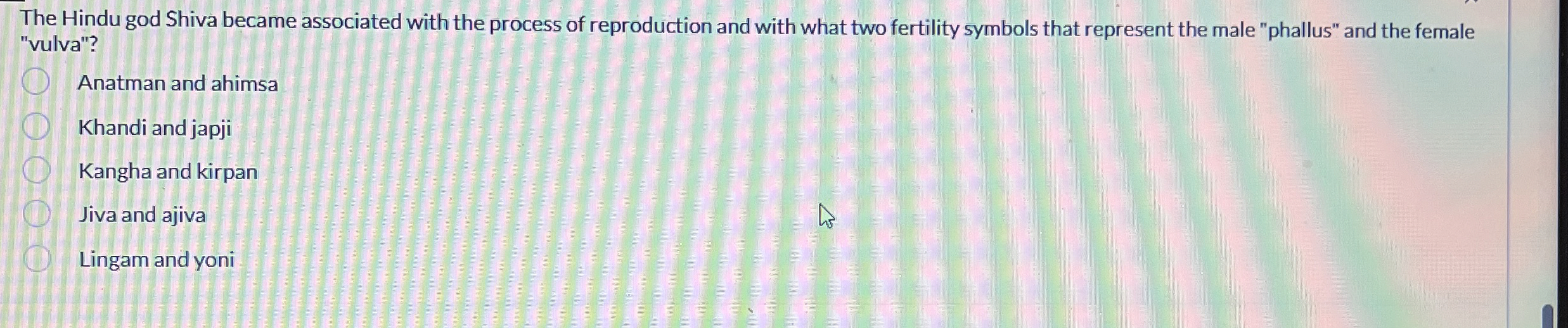 Solved The Hindu god Shiva became associated with the | Chegg.com