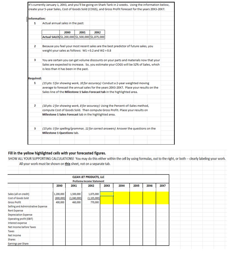 Read the instructions. Fill in the yellow highlighted | Chegg.com