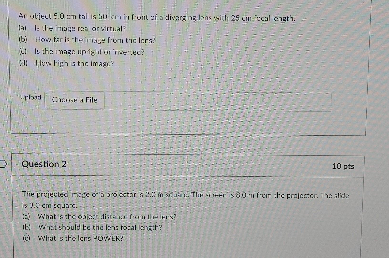Solved An object 5.0 cm tall is 50. cm in front of a | Chegg.com