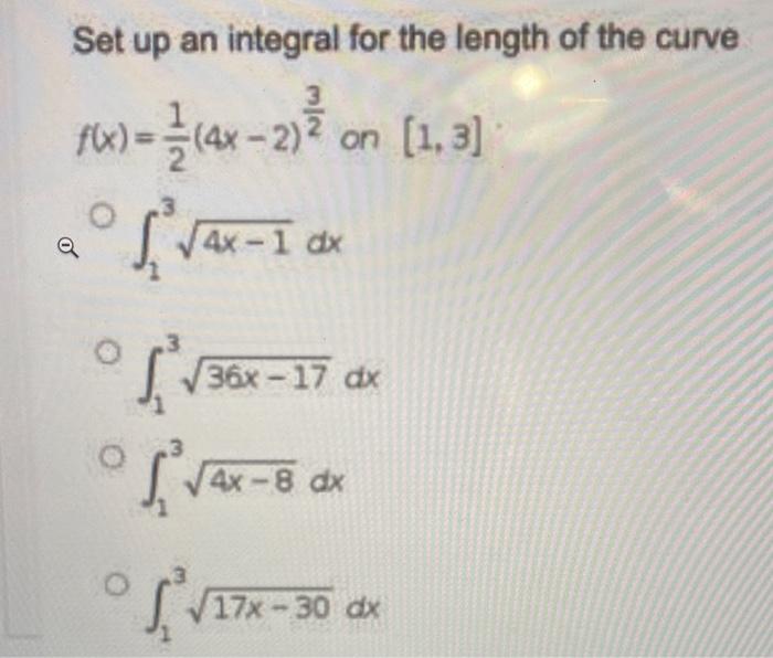 Solved Set up an integral for the length of the curve | Chegg.com