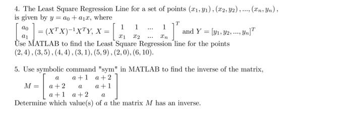 Solved 4. The Least Square Regression Line for a set of | Chegg.com