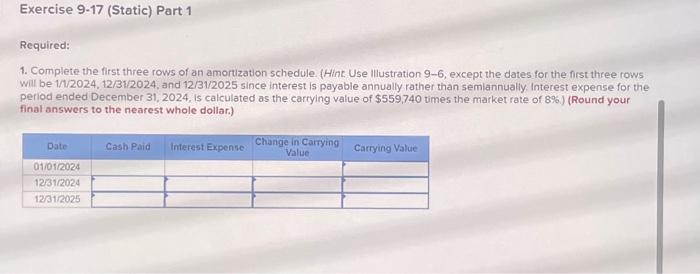 Solved Required information Exercise 9-17 (Static) Record | Chegg.com